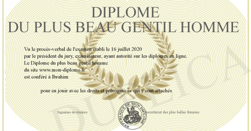 Diplome du plus beau gentil homme