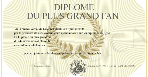 Diplome du plus grand fan