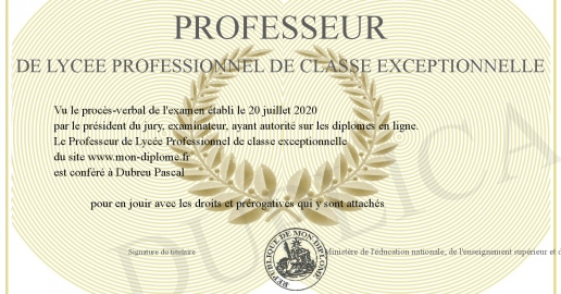 Professeur de Lycee Professionnel de classe exceptionnelle