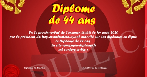 Diplome de 44 ans